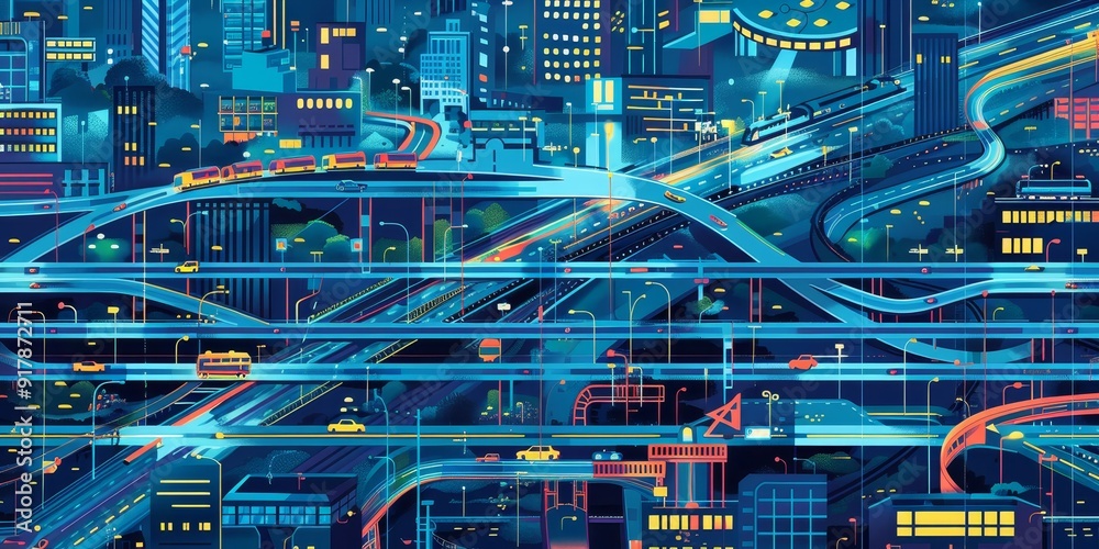 An informative and detailed network illustration of transportation ...