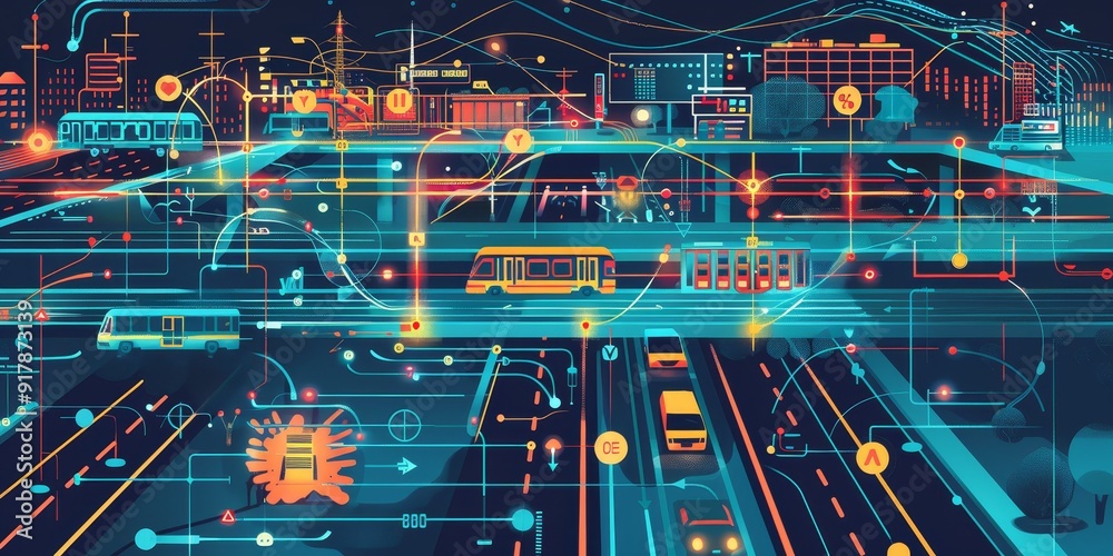 A network diagram illustrating multiple transportation routes including ...