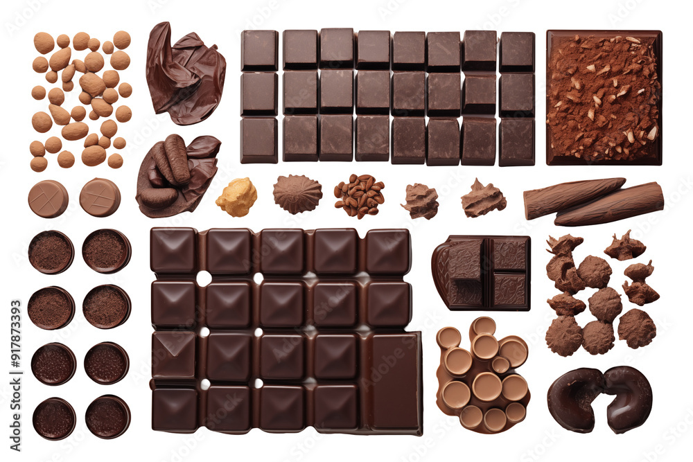 Top view chocolates on transparent background. Topics related to ...