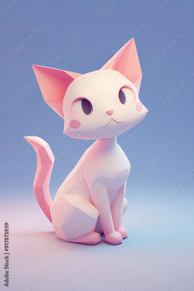 a 3d model of an color animal with very low matte polygon count ...
