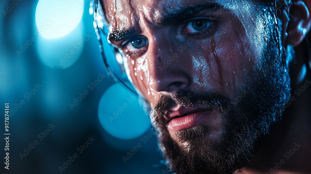 Closeup of Jesus Christ praying in the Garden of Gethsemane, His face ...
