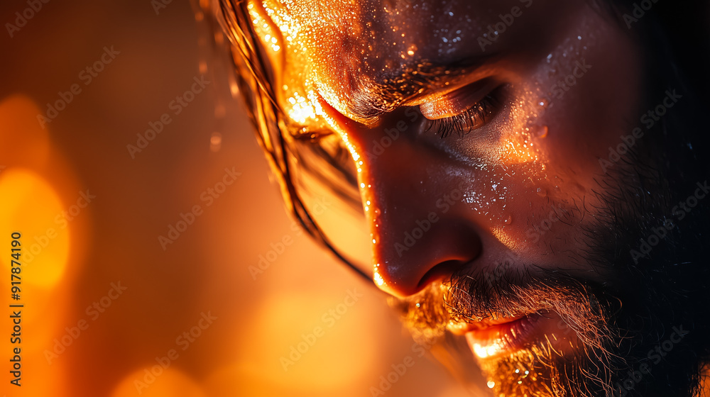 Closeup of Jesus Christ praying in the Garden of Gethsemane, His face ...