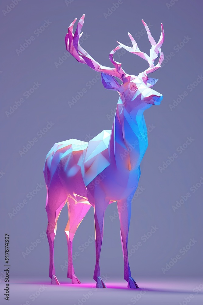 a 3d model of an color animal with very low matte polygon count ...