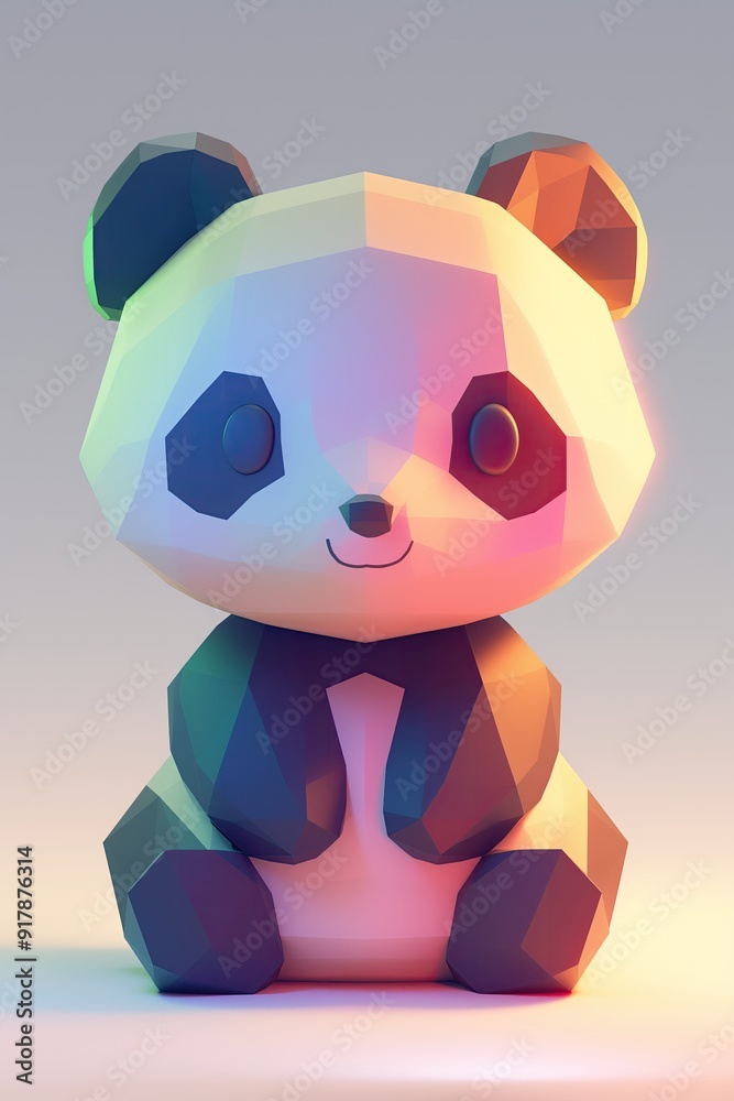 a 3d model of an color animal with very low matte polygon count ...