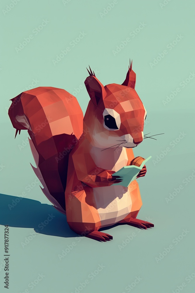 a 3d model of an color animal with very low matte polygon count ...