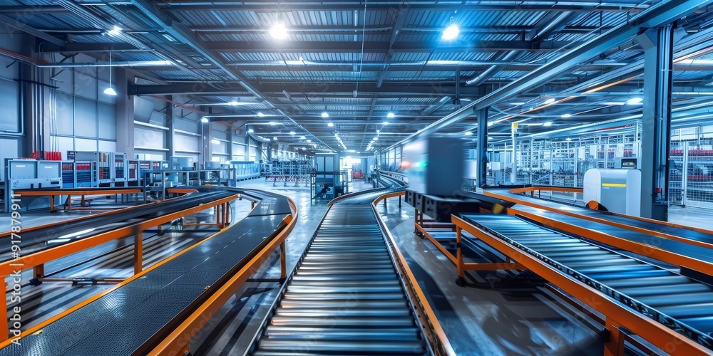 A modern production facility with advanced equipment and robots ...