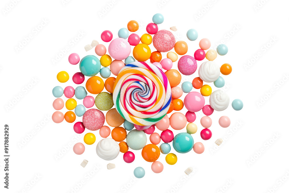 Candies top view on transparent background. Themes related to candies ...