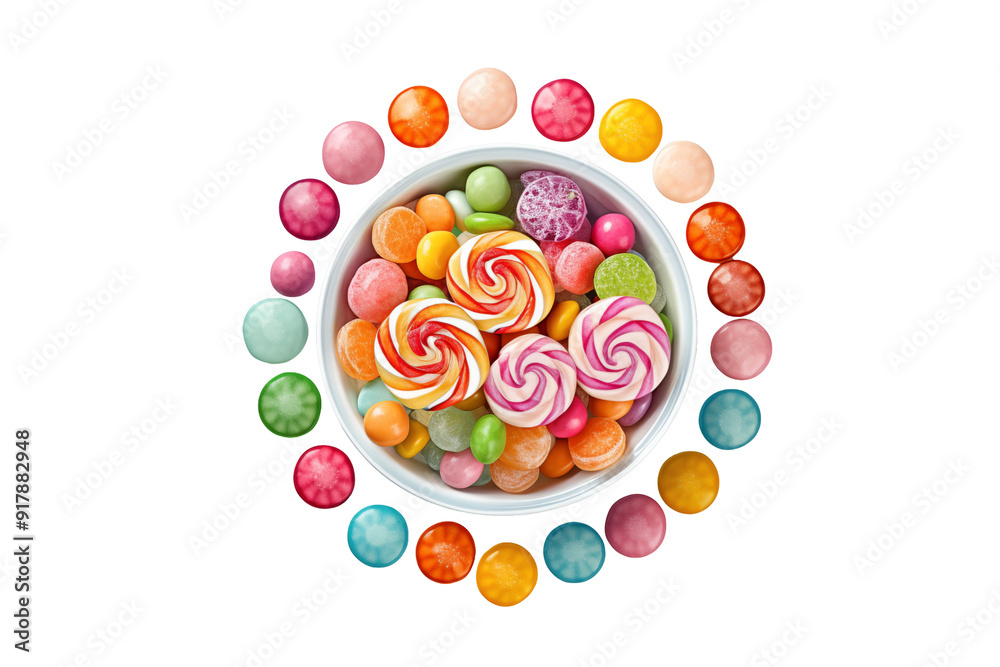 Candies top view on transparent background. Themes related to candies ...
