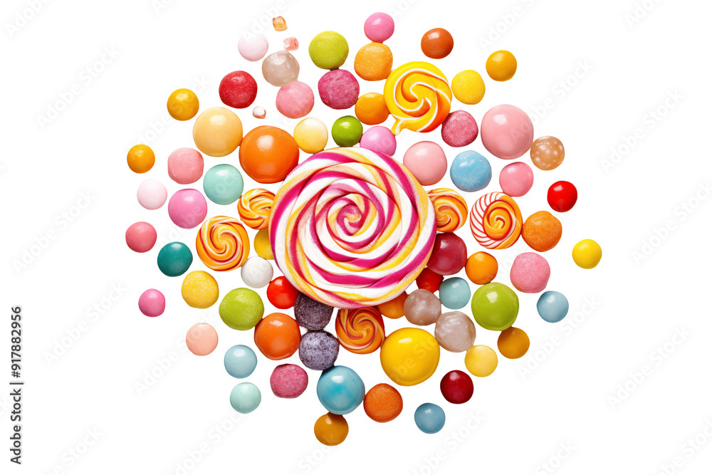 Candies top view on transparent background. Themes related to candies ...