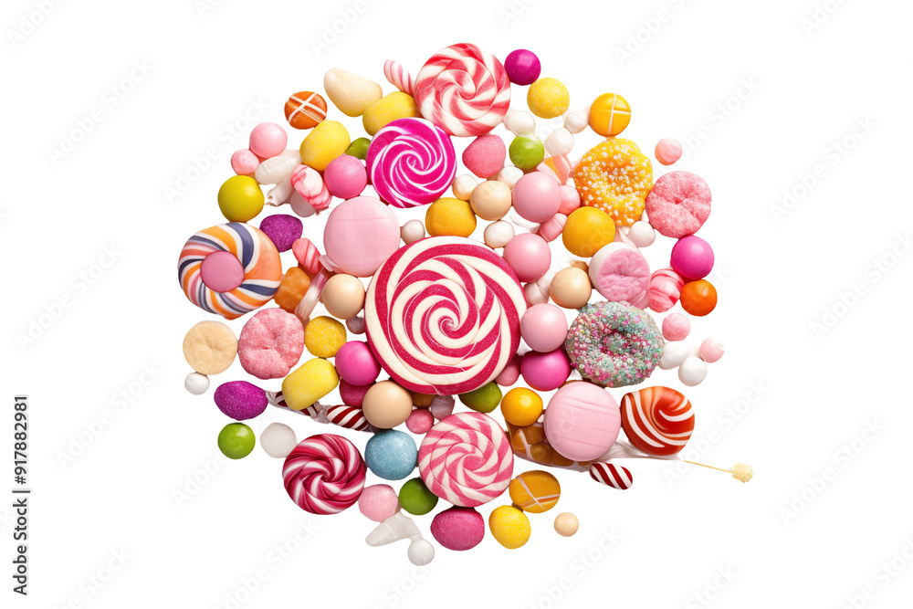 Candies top view on transparent background. Themes related to candies ...