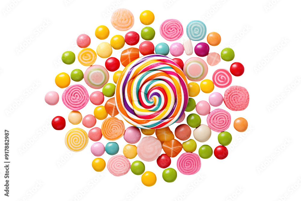 Candies top view on transparent background. Themes related to candies ...