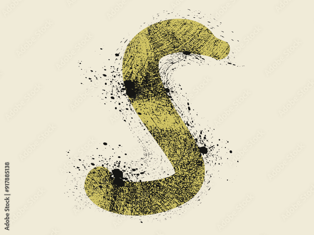 Hand drawing A B C alphabet, grunge letter S alphabet symbol design ...