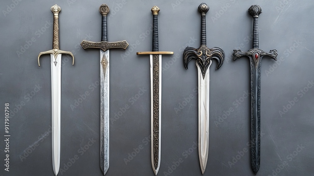 Choose a sword that matches the theme, such as a sleek katana, a broad ...