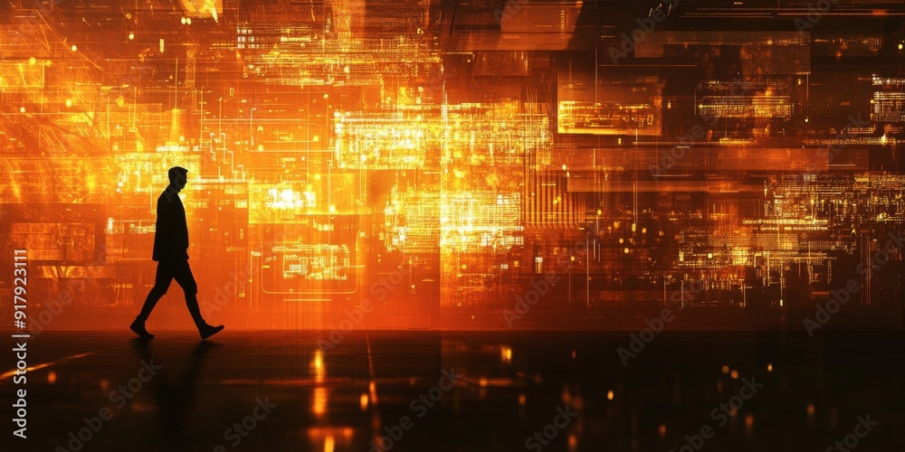 AI-Powered Future: Silhouette Striding Through the Realm of Machine ...