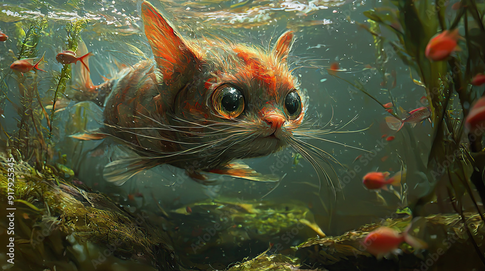 cat, fish, feline, aquatic, pet, animal, water, swim, predator, prey ...