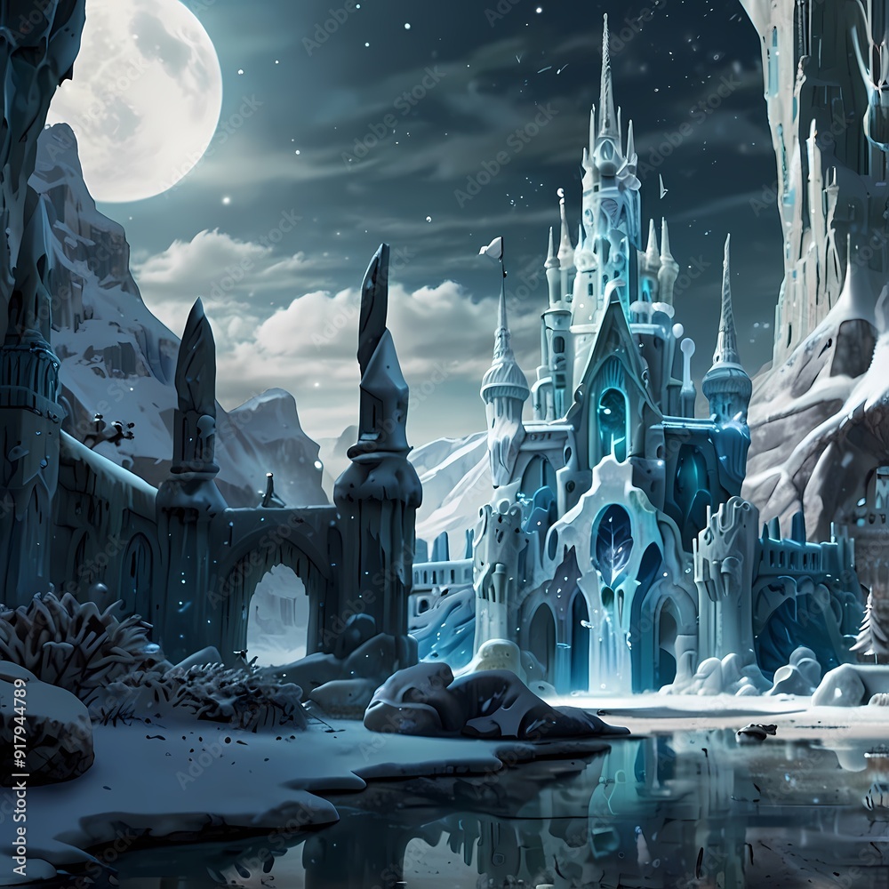 Mythical Ice Kingdom with Crystal Palaces and Frozen Landscapes – A ...