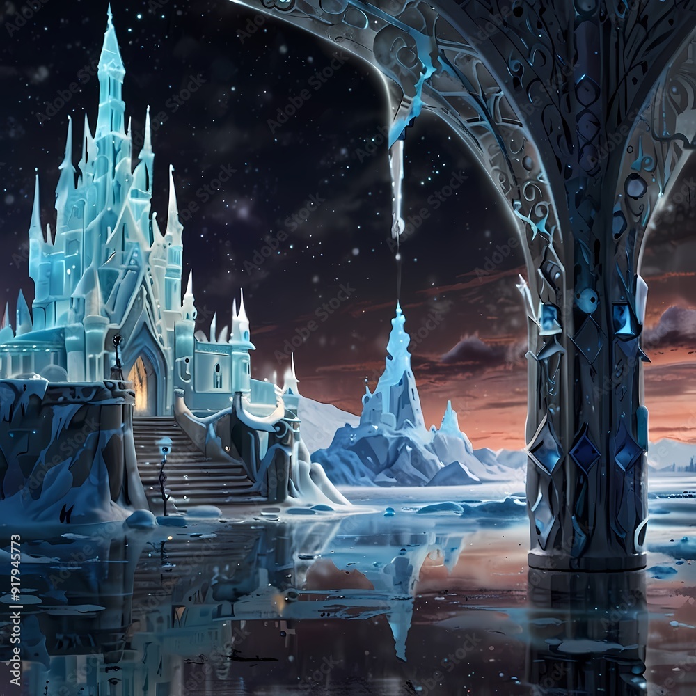 Mythical Ice Kingdom with Crystal Palaces and Frozen Landscapes – A ...