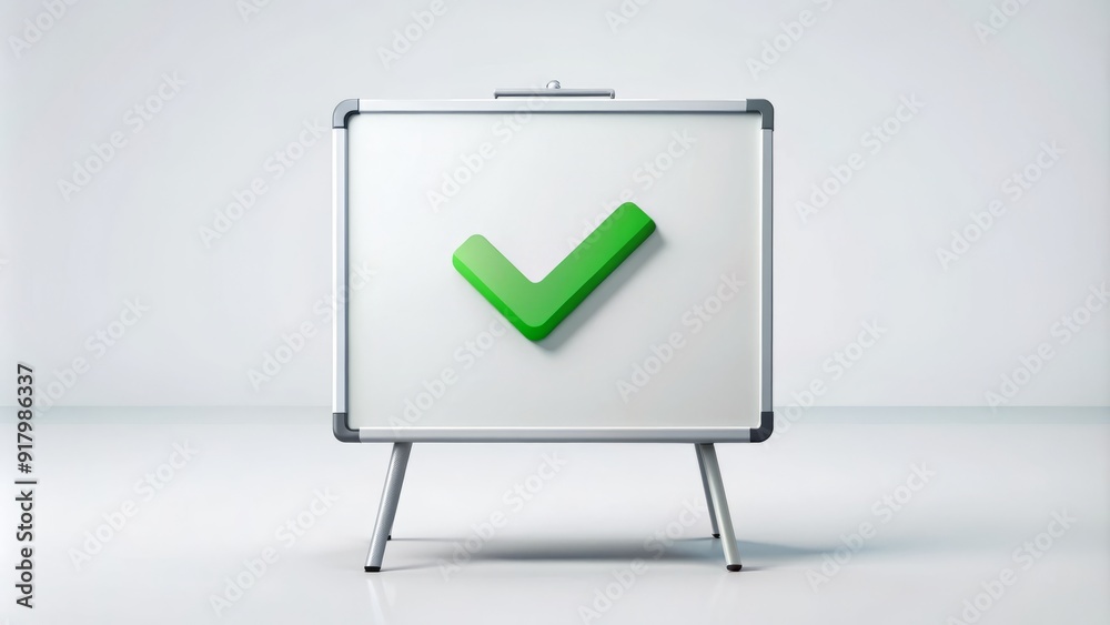 A simple and modern whiteboard icon with a green checkmark, symbolizing ...