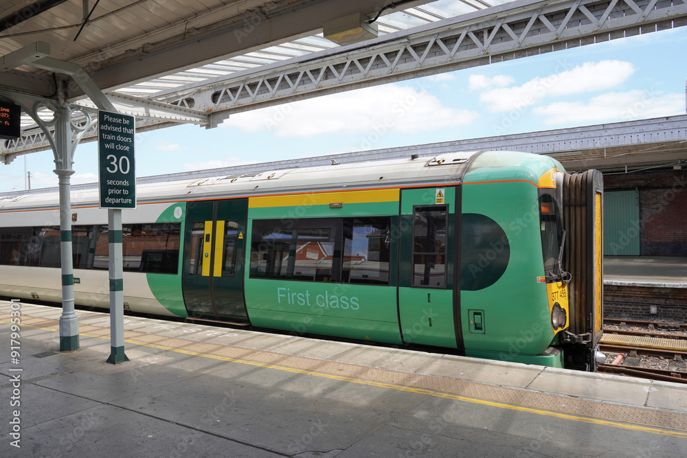 Bognor Regis UK 9 August 2024 - A Southern network train carriage at ...