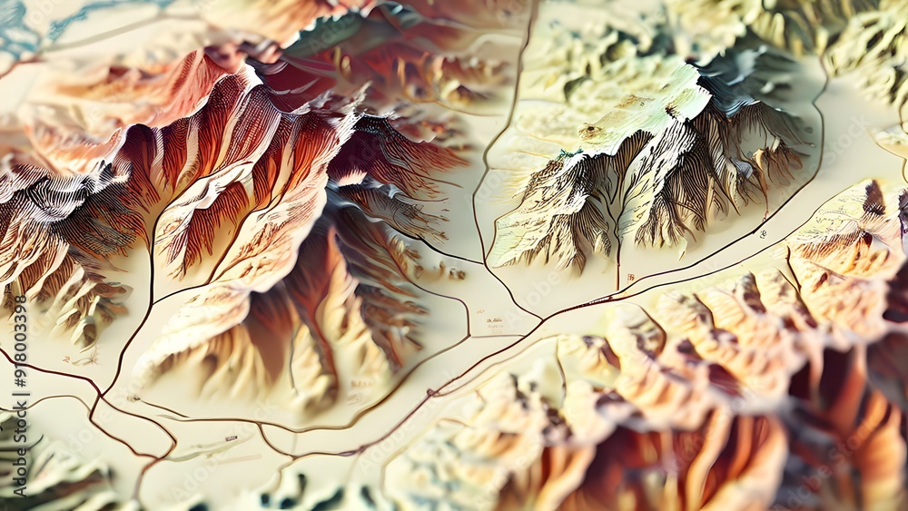 Pictures of a model showing the shape of the terrain in reality ...