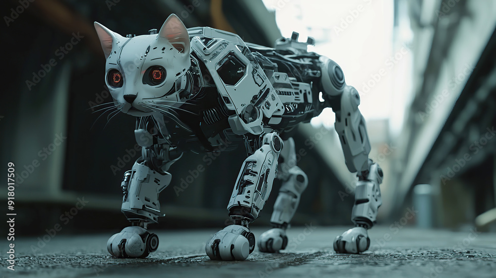 cat, robot, feline, automation, AI, artificial intelligence, machine ...