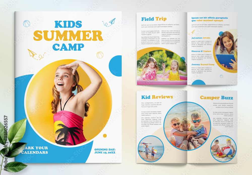 Kids Summer Camp Magazine Stock Template | Adobe Stock