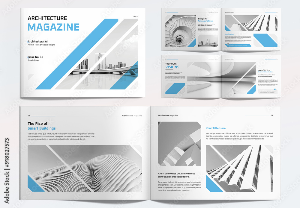 Architecture Magazine Landscape Layout Stock Template | Adobe Stock