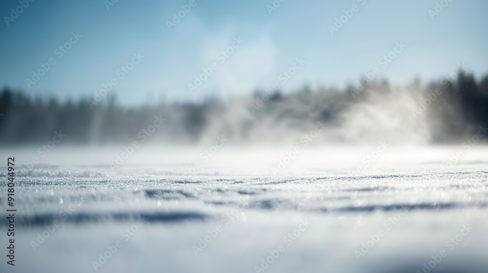 Blustery Winter Day: Snowdrifts Swept Across Frozen Lake in Harsh ...