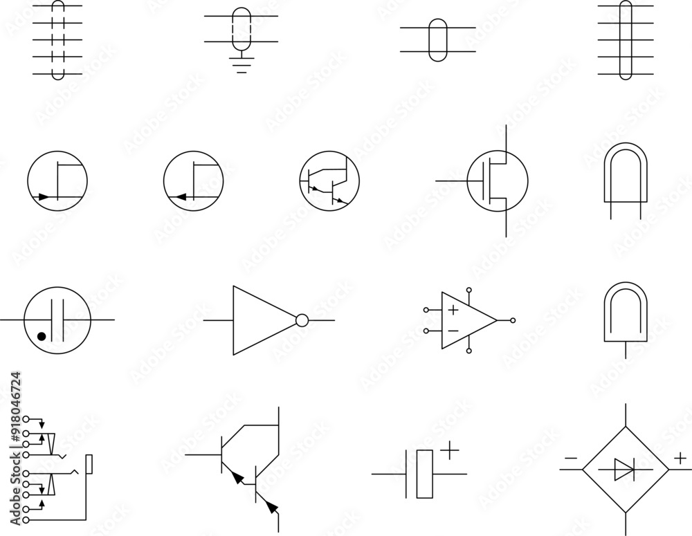 Electronic circuit symbols. Graphic symbols for electrical components ...