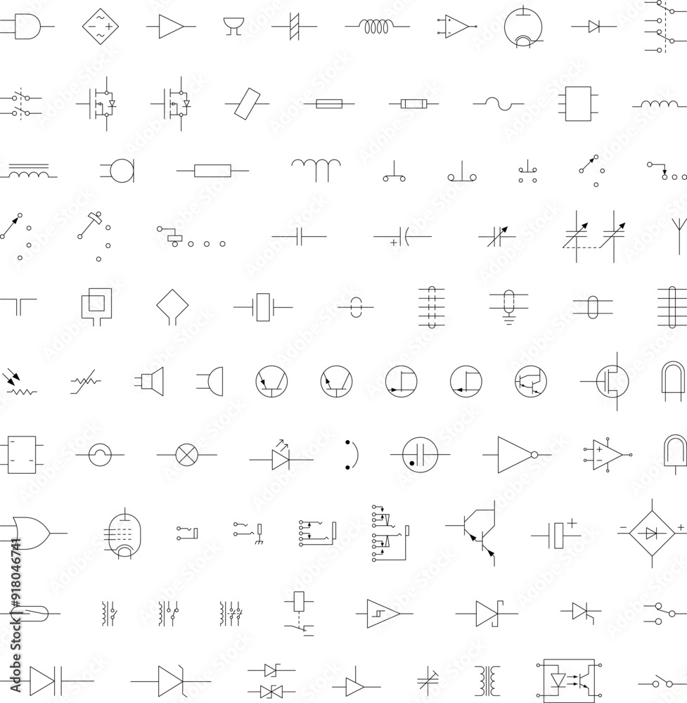 Electronic Circuit Symbols Graphic Symbols For Electrical Components In Schematic Circuit