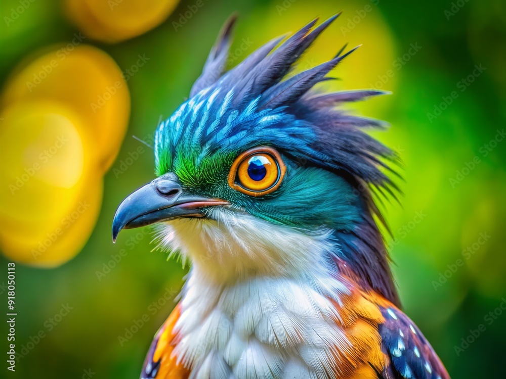Vibrant plumage and striking facial markings on display as a Jacobin ...