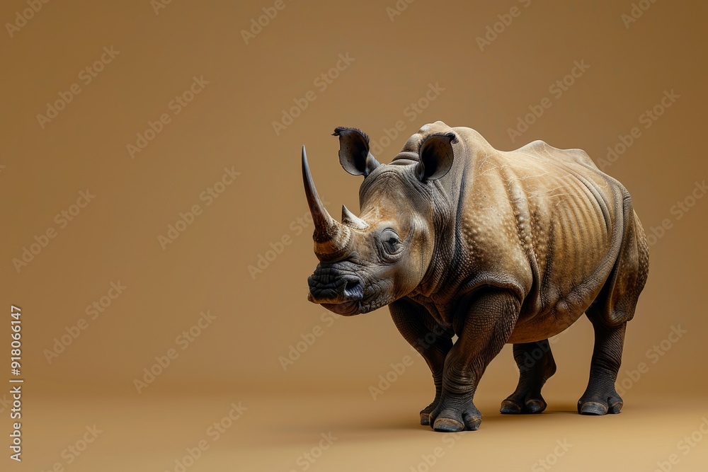 Realistic 3D render of a rhino in a studio setting. Stunning detail and ...