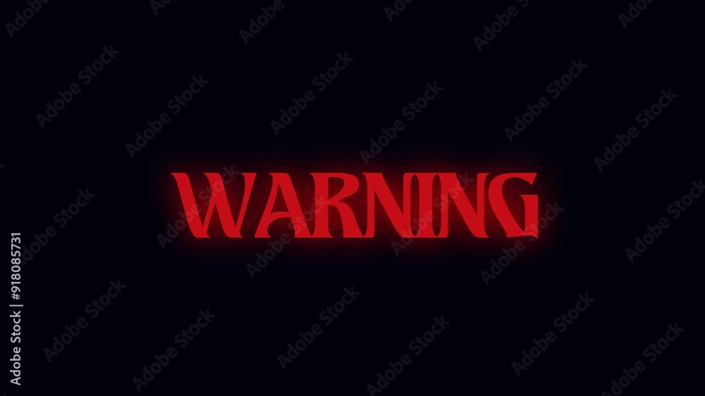 Red Warning Text animation. Warning Text on black background. Warning ...