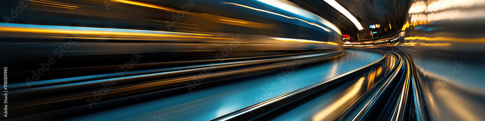 Refined Rail: An elegant train glides along a shimmering rail track ...