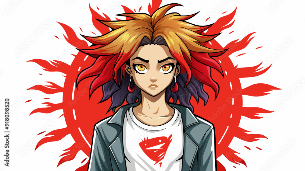 casual fashion girl messy hair demon white tshirt, clipart illustration ...