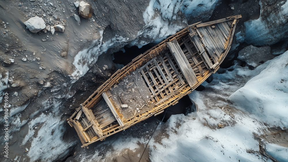 Ancient Ship in Ice: Noah’s Ark Found on Mount Everest Stock Photo ...