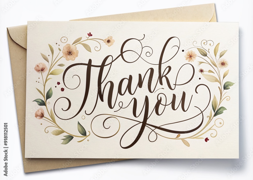 Elegant hand-lettered thank you card with beautiful calligraphy script ...
