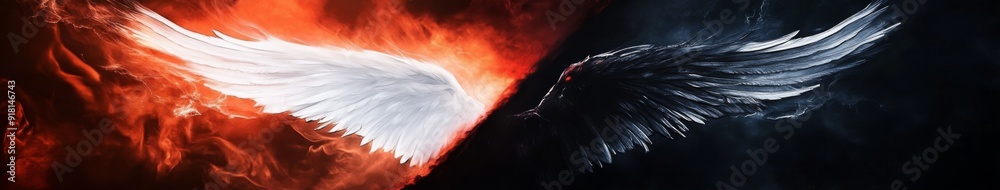 Eternal Struggle of Good and Evil: The Ethereal White Angel Wings in ...