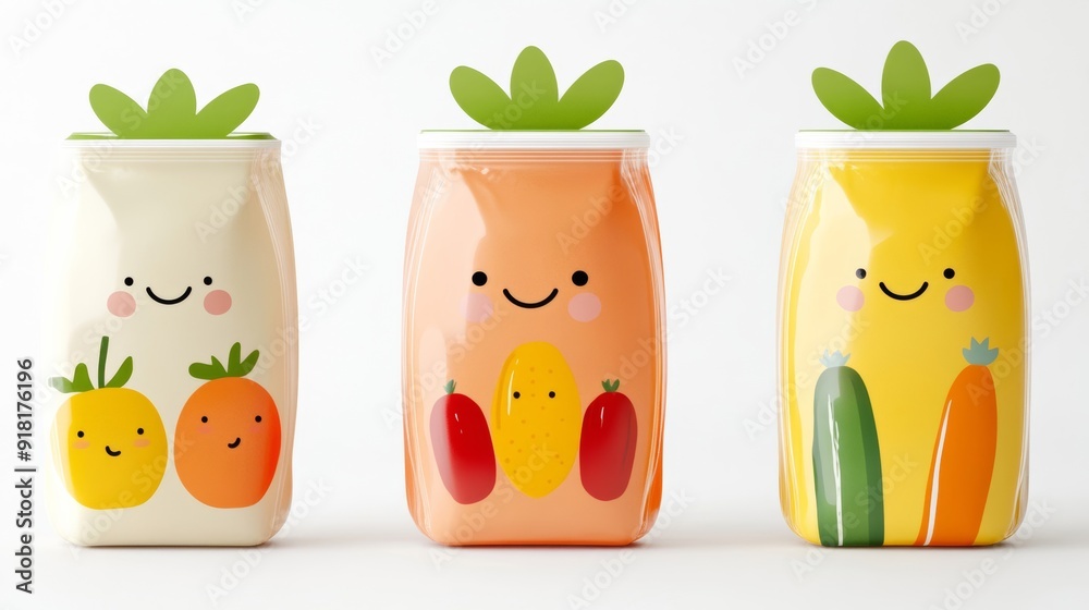 Cute baby food package design with pastel colors, featuring smiling ...