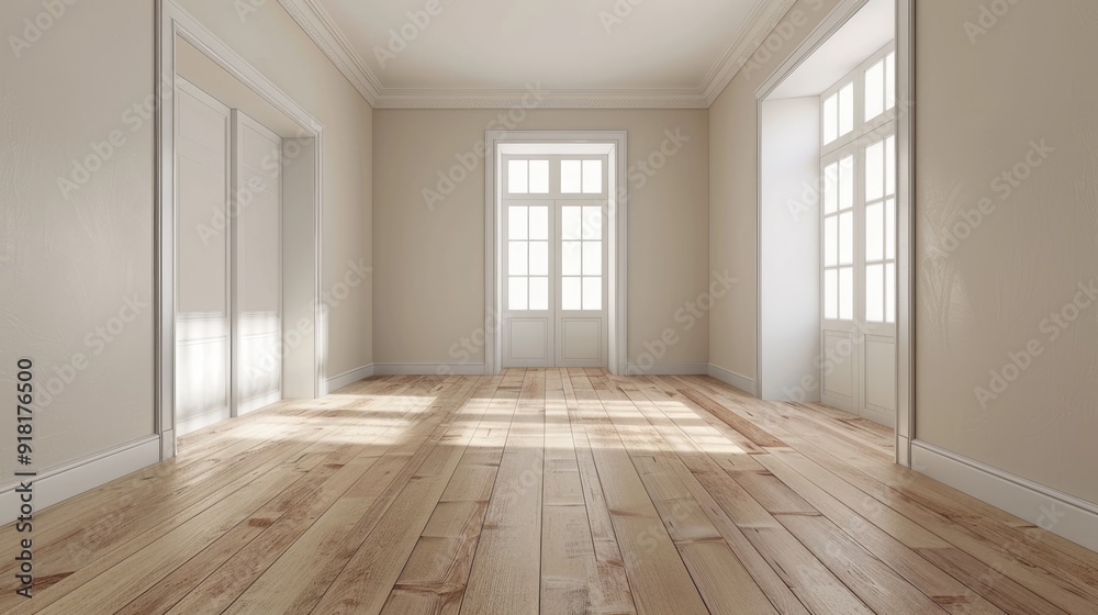 Bare Room with Blonde Hardwood Floors for Design Ideas. Family Room ...