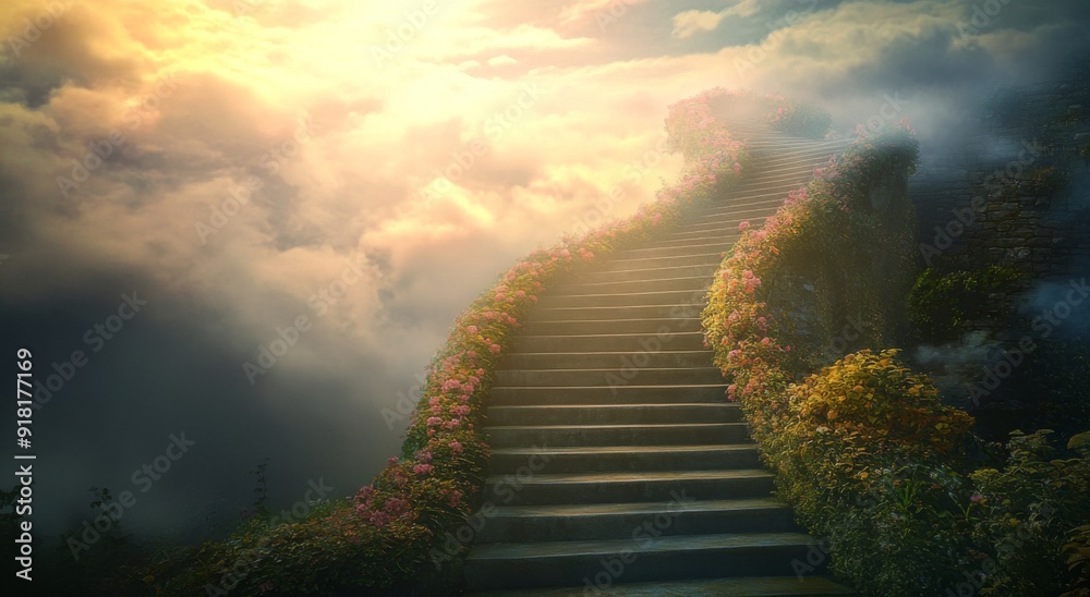 Eternal Joy and Blessings: A Serene Stairway to Heaven Illuminated by ...