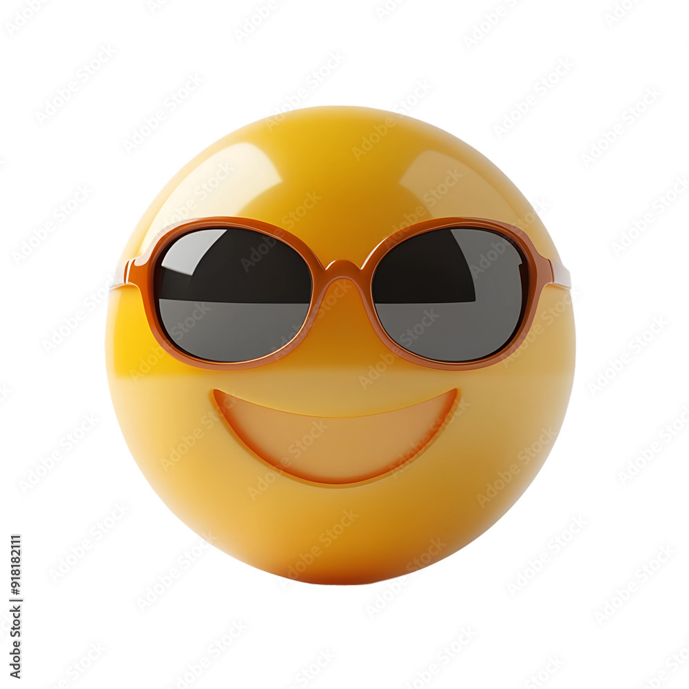 Smiling Face With Sunglasses Three Dimensional Emoji3d Cheerful Glasses Emoji Isolated On