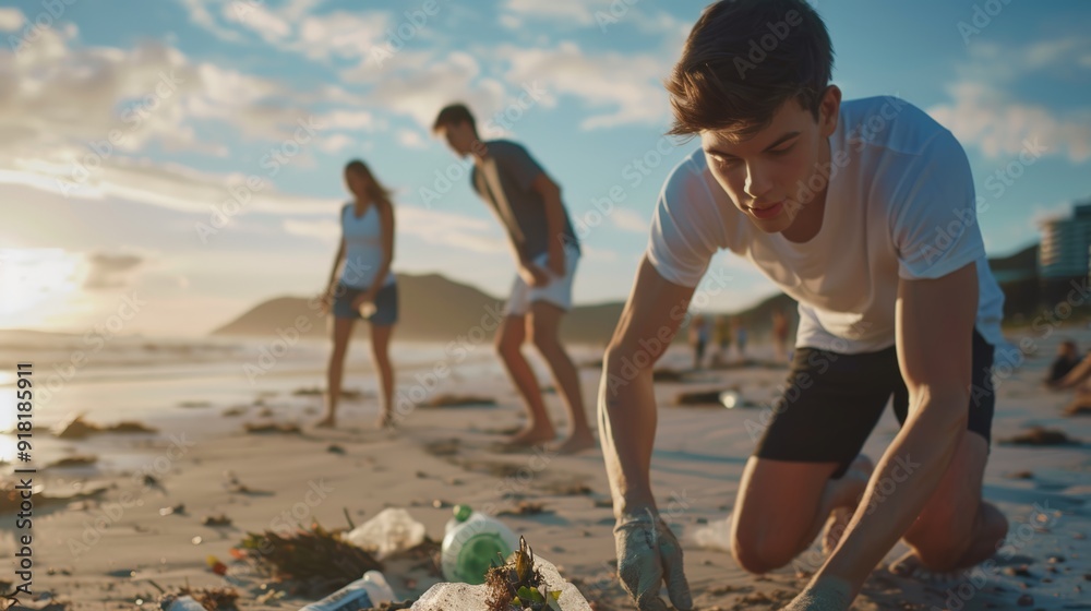Save water. Volunteer pick up trash garbage at the beach and plastic ...