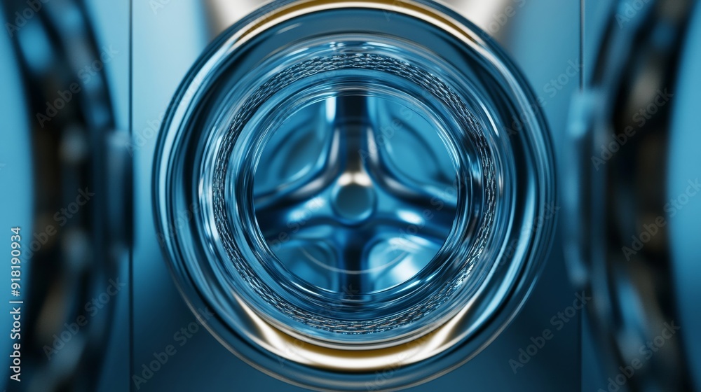 Top view of a washing machine with a clear glass door, showing the ...