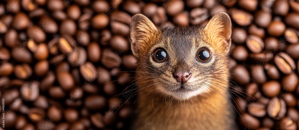 Top view of Indonesia's kopi luwak, coffee made from beans digested by ...