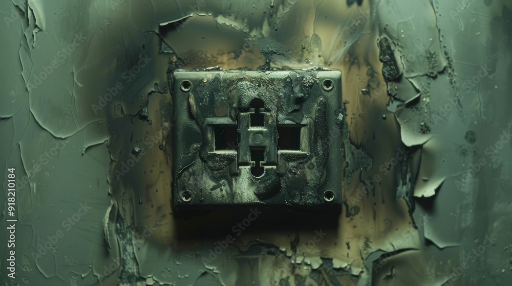 electrical outlet with signs of a fire burn damaged drywall a dangerous ...