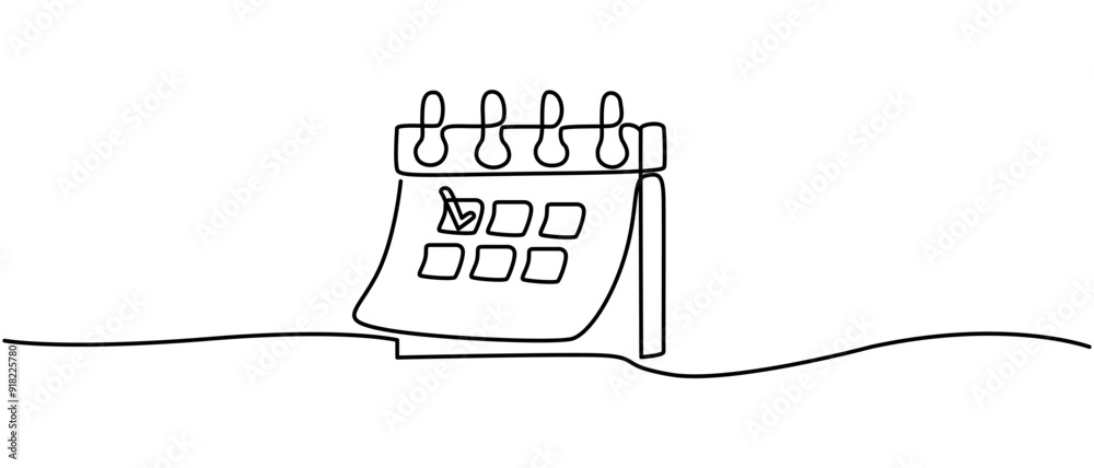 Calendar continuous one line drawing vector illustration, calendar ...