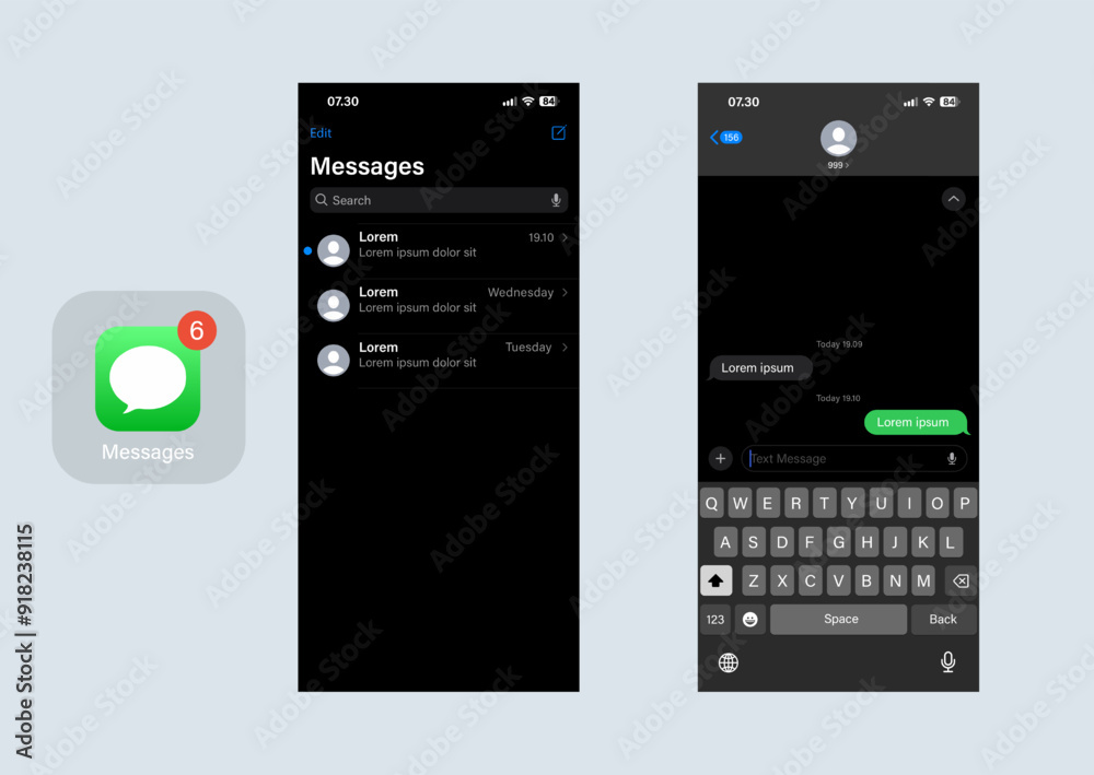 Lombok, Indonesia - August 11, 2024: Message application interface ...