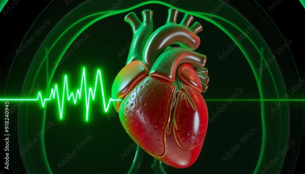hyper-realistic CT heart model central placement detailed anatomical ...
