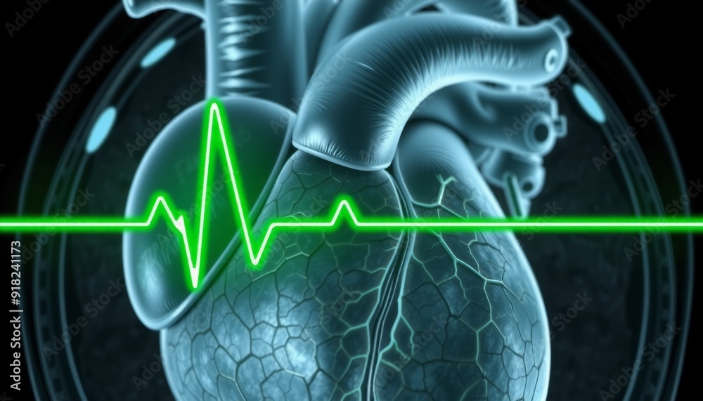 centrally placed hyper-realistic CT heart model intricate vein patterns ...